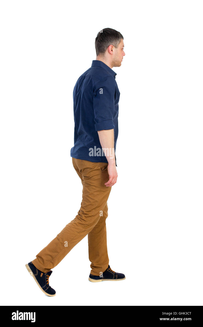 Back view of going handsome man Stock Photo - Alamy