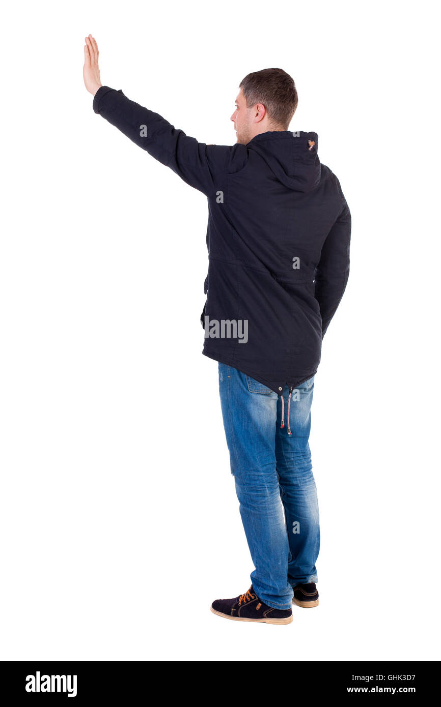 Back view of beautiful man welcomes Stock Photo - Alamy