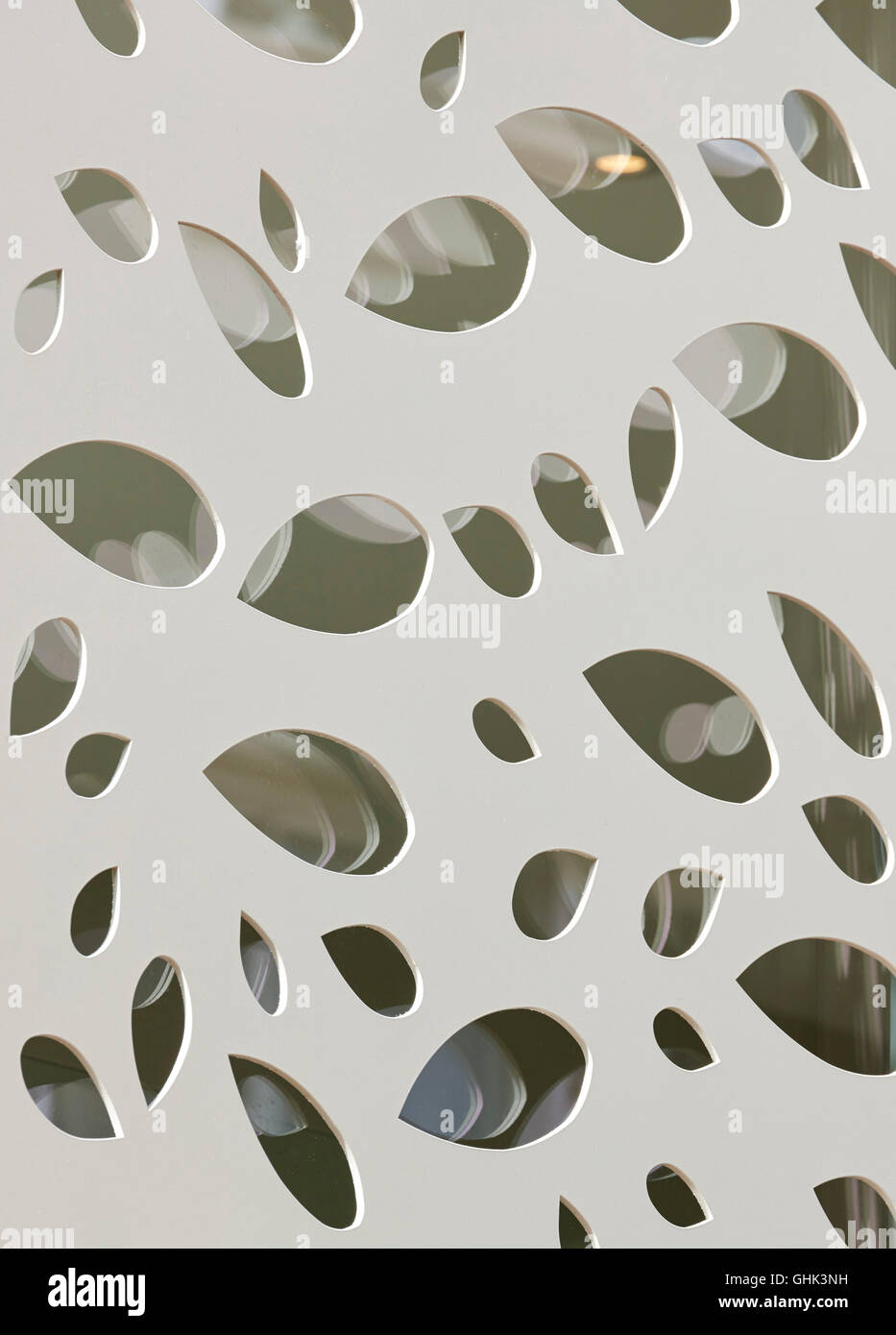 Detail of perforated aluminium facade. House in Brixton, London, United ...