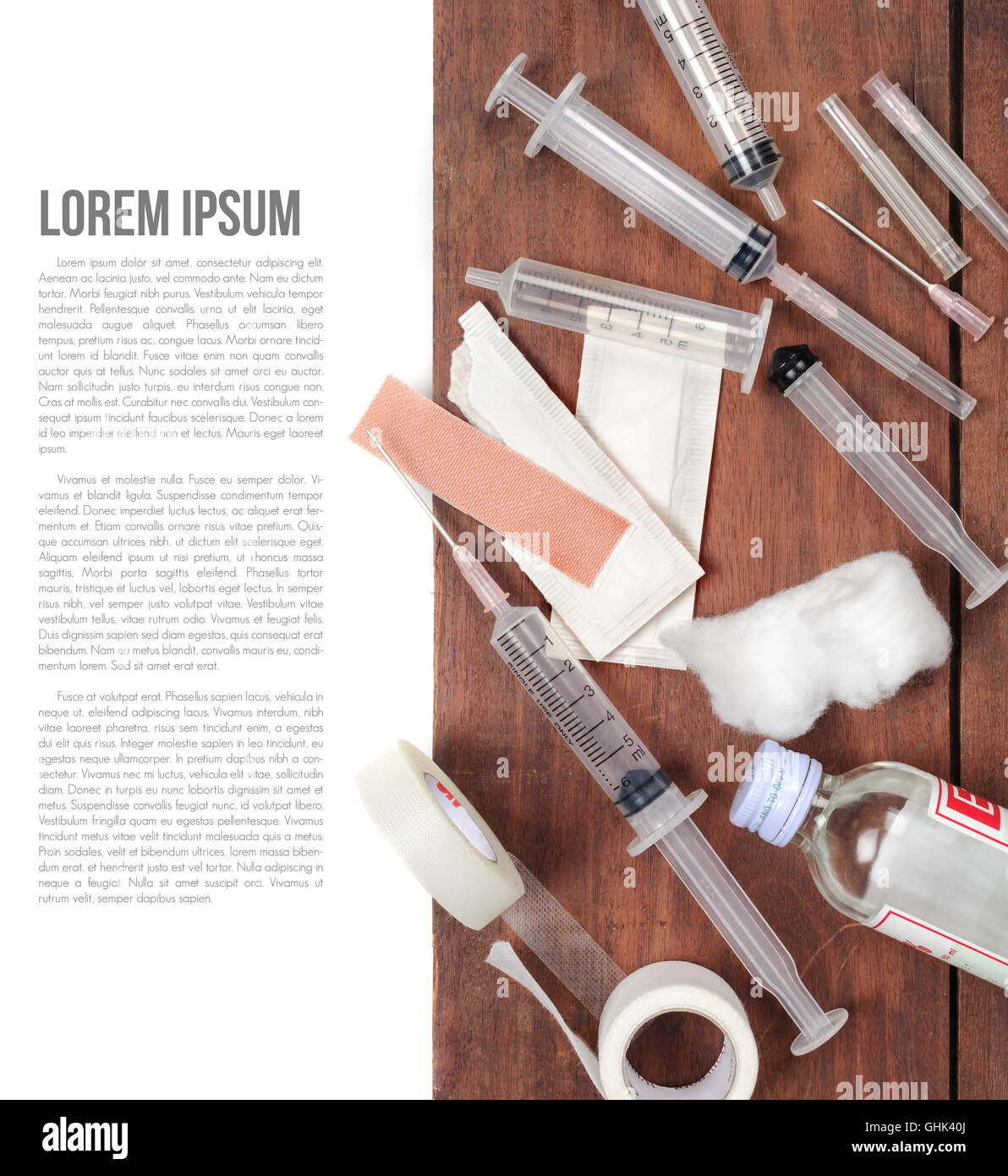 variety of medical object on wooden plank background Stock Photo - Alamy