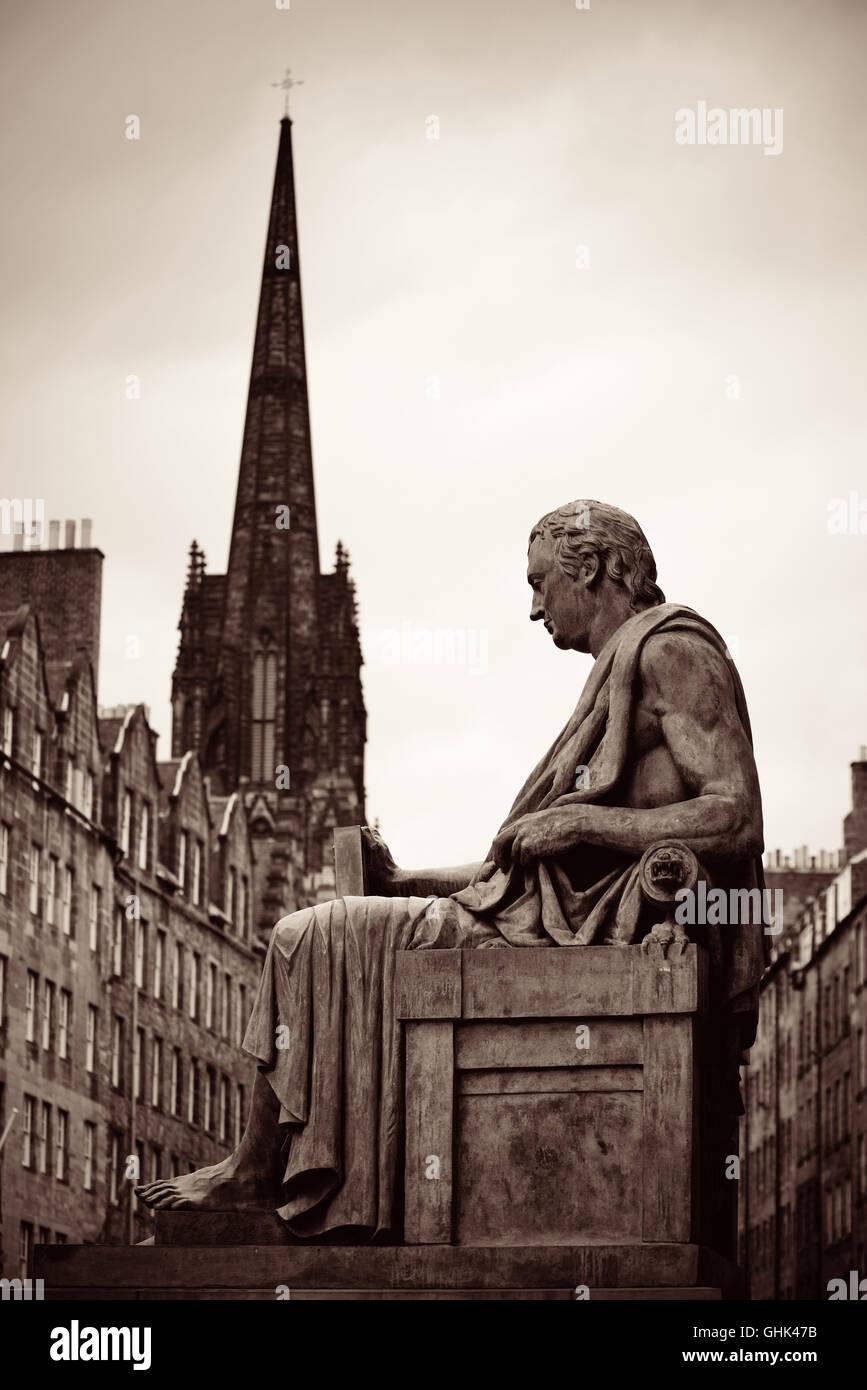 Statue and Edinburgh city view in United Kingdom Stock Photo - Alamy