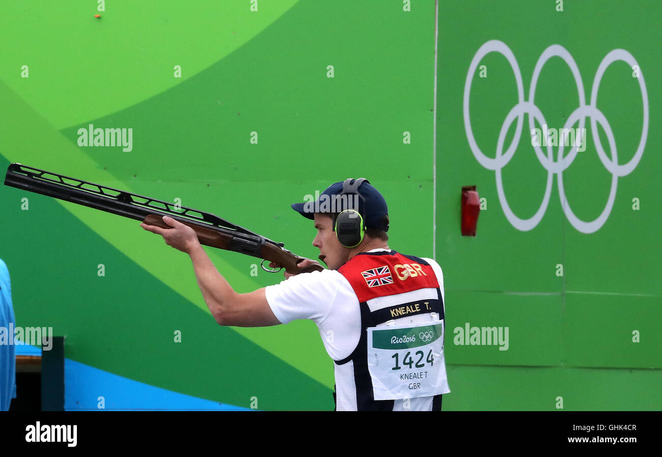 Great Britain's Tim Kneale competes in the men's double trap shooting ...