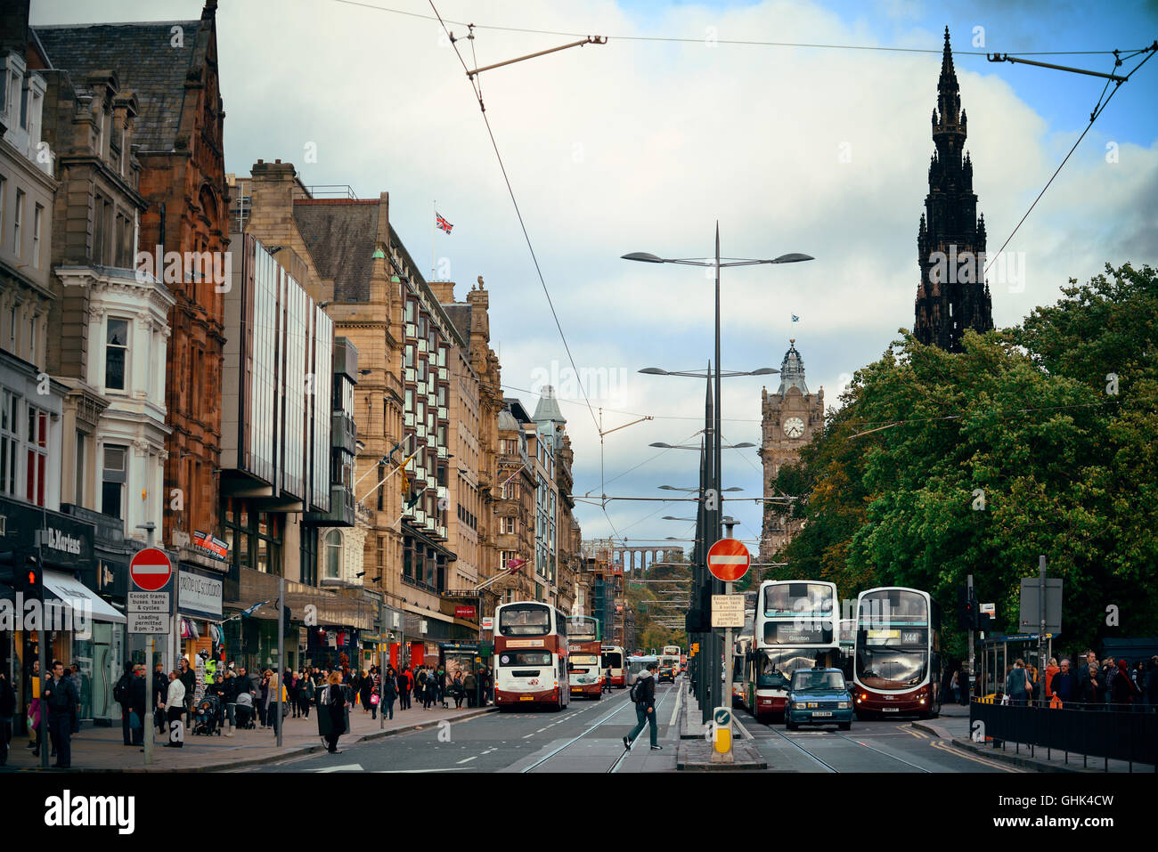 EDINBURGH, UK - OCT 8: City street view with traffic on October 8, 2013 ...