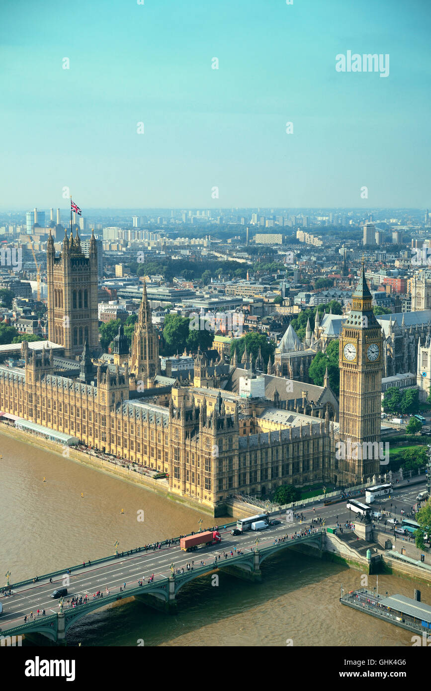 London Westminster rooftop view panorama with urban architectures Stock ...