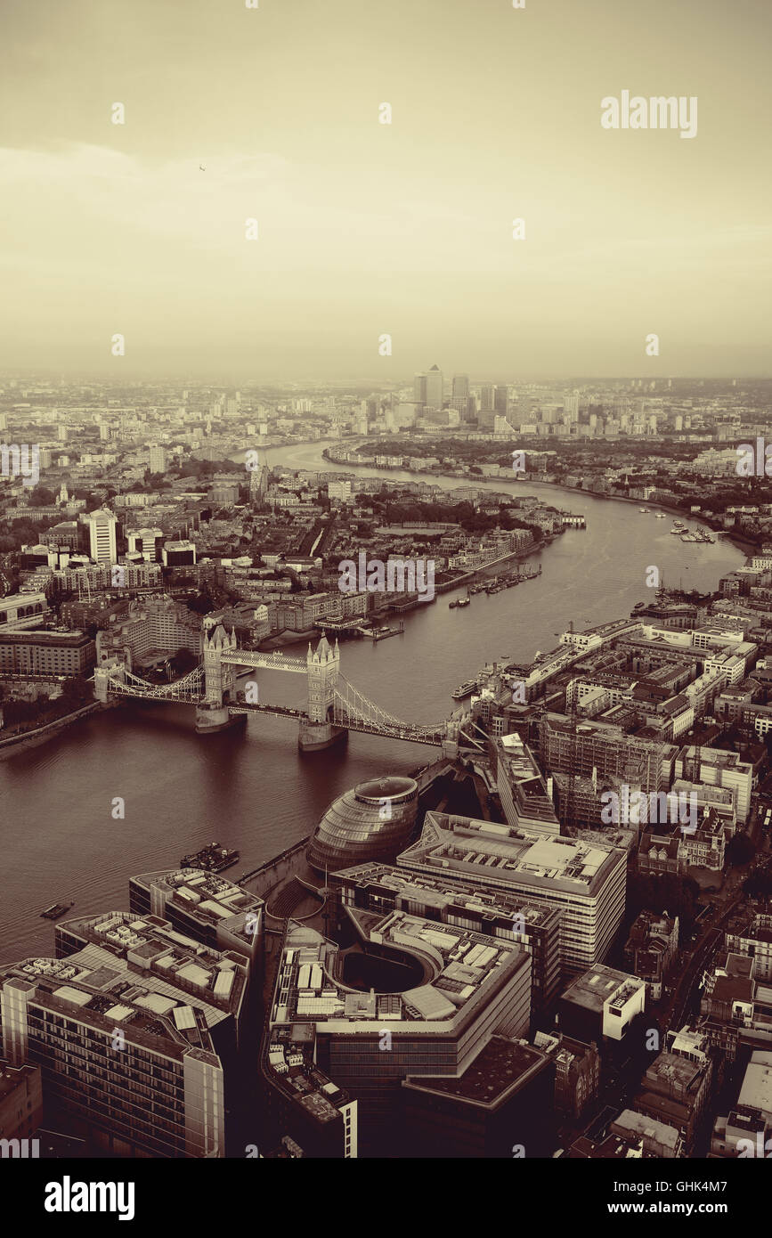London rooftop view panorama at sunset with urban architectures and ...