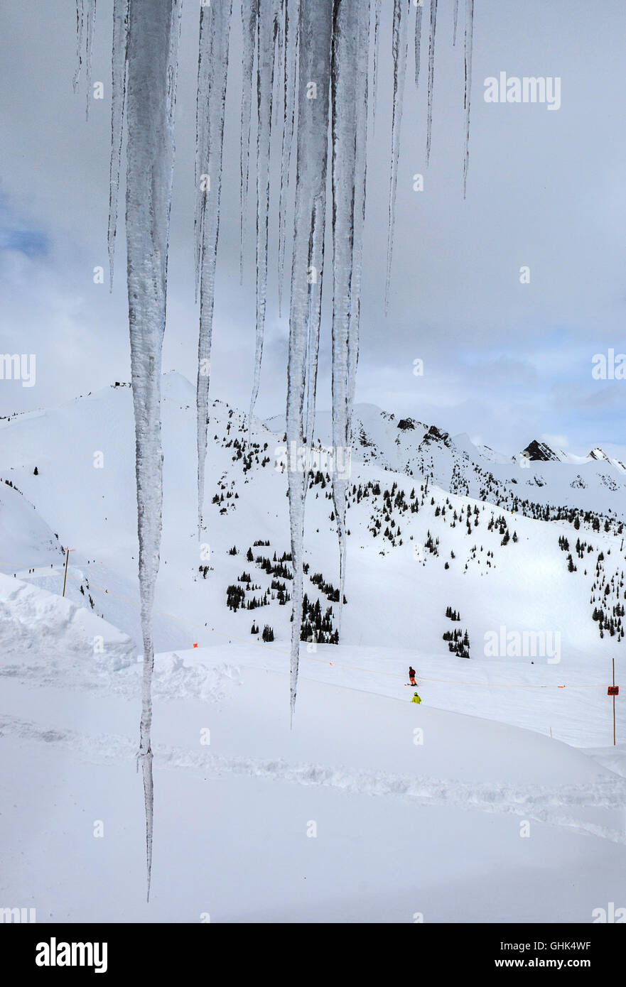 Kicking Horse ski resort through the icicles at Eagle Eye Restaurant ...