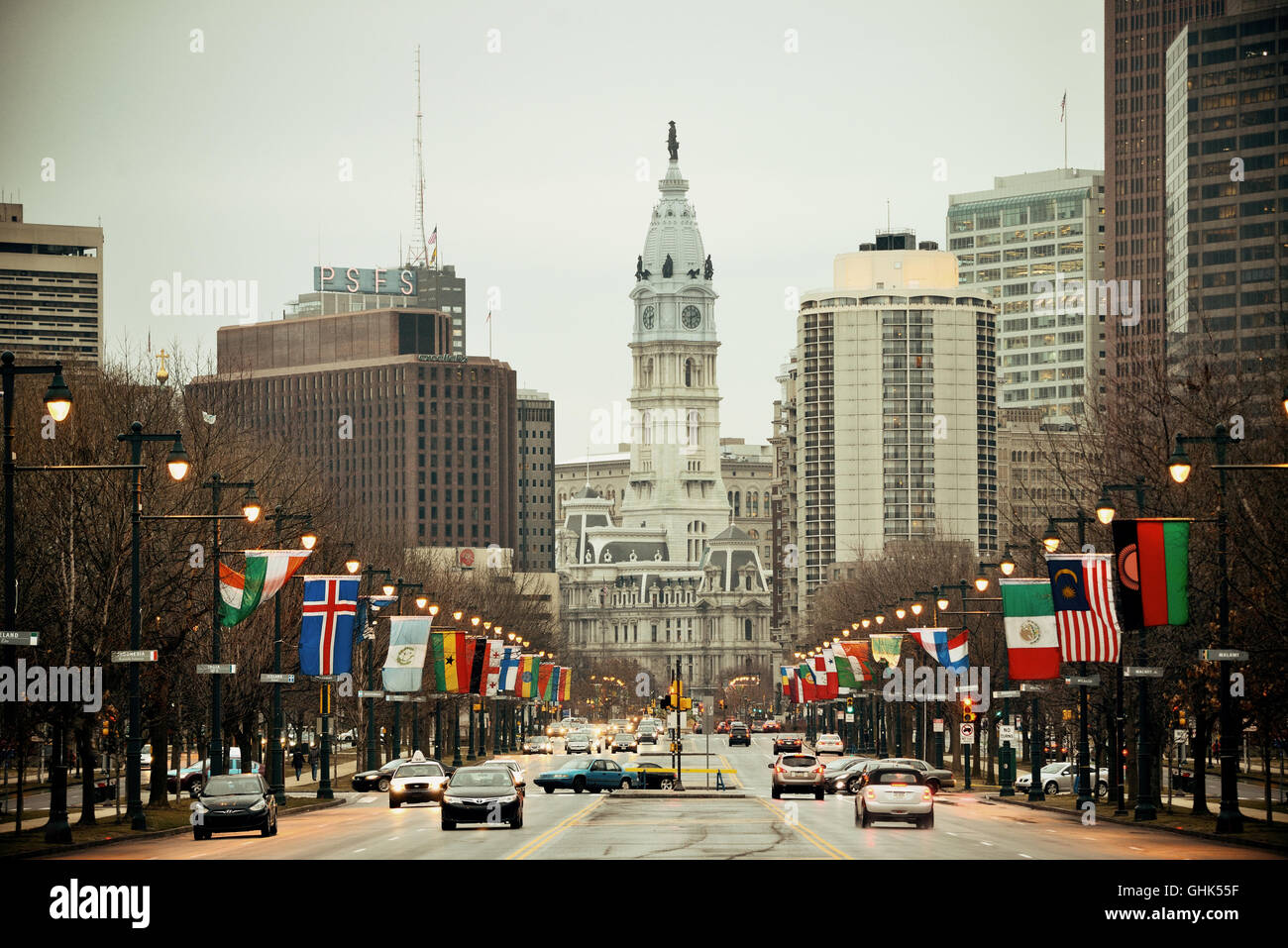 PHILADELPHIA, PENNSYLVANIA - MAR 26: City street view with urban ...