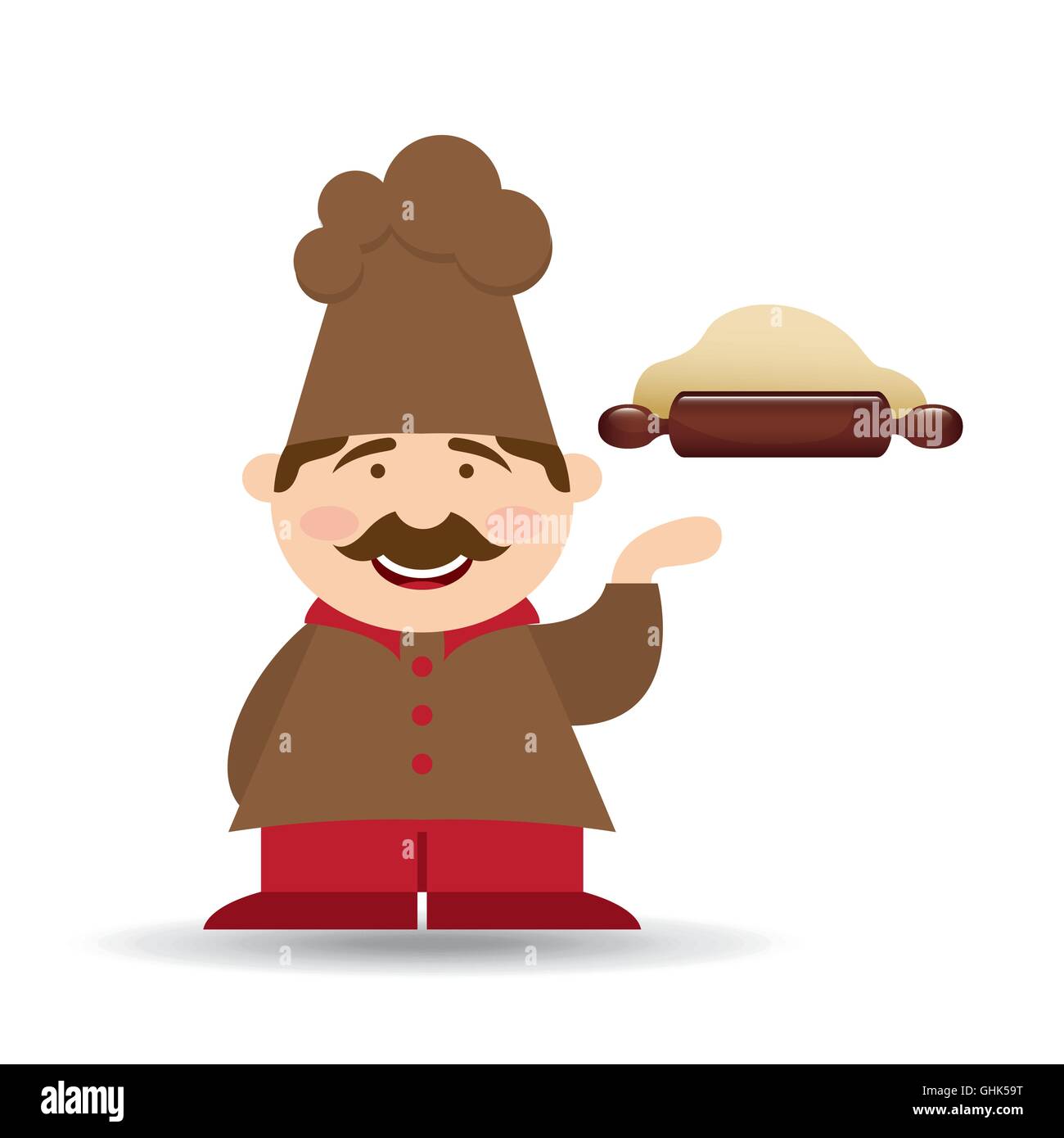 Baker kneading dough making pizza Stock Vector Images - Alamy