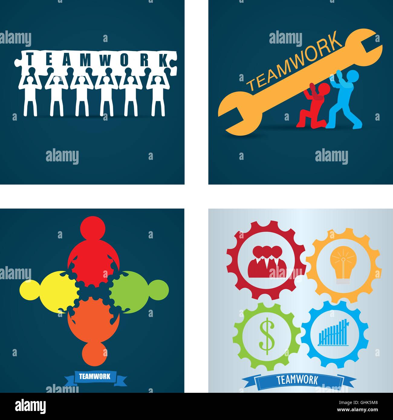 Set of Business teamwork concept designs, Vector illustration Stock ...