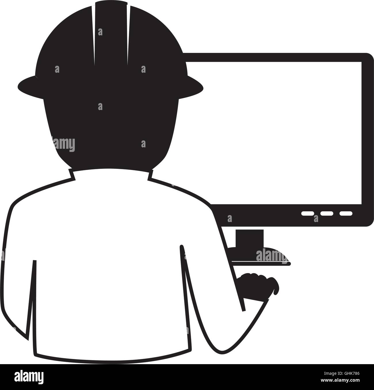 engineer computer man monitor icon vector graphic Stock Vector Image ...
