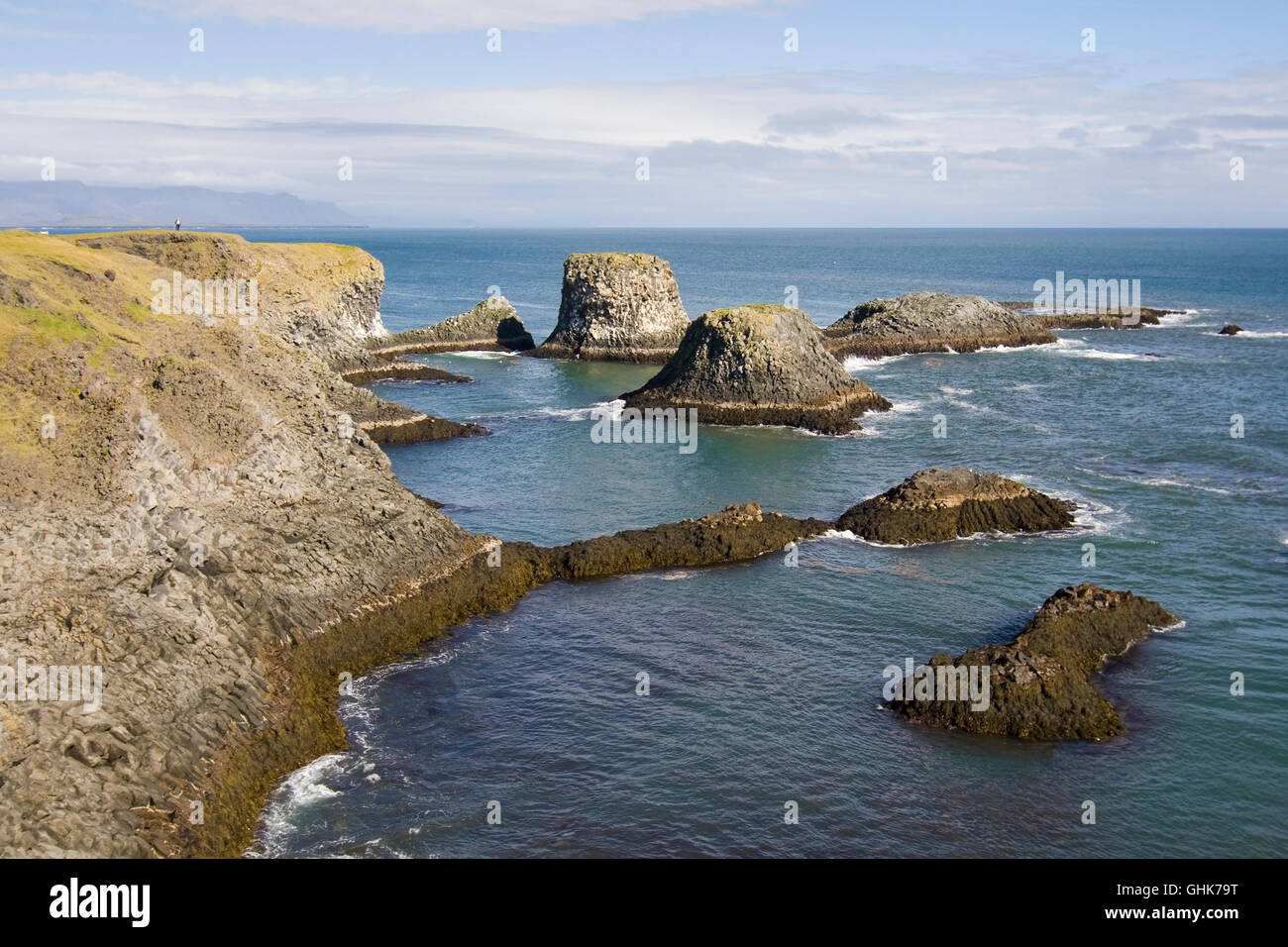 Volcanic rock formations in the coast of Arnarstapi in Snaefellsnes ...