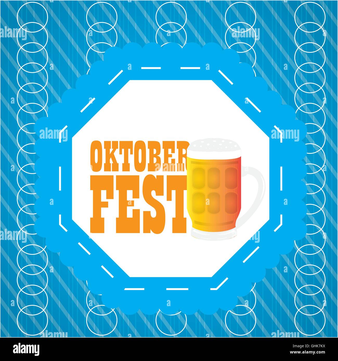 Oktoberfest label design with a beer mug, Vector illustration Stock ...