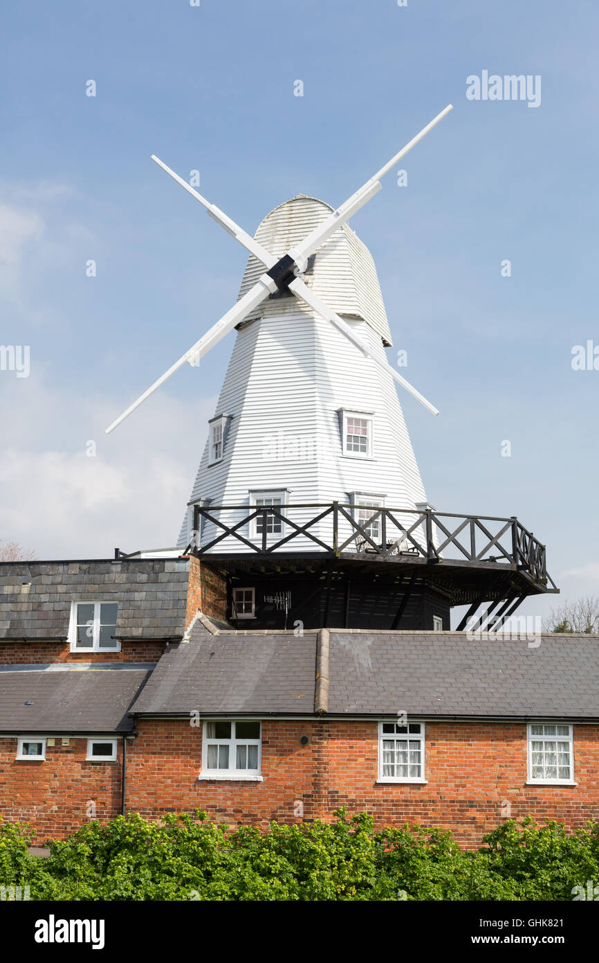 White gibbet windmill by the river Tillingham in Rye, East Sussex ...