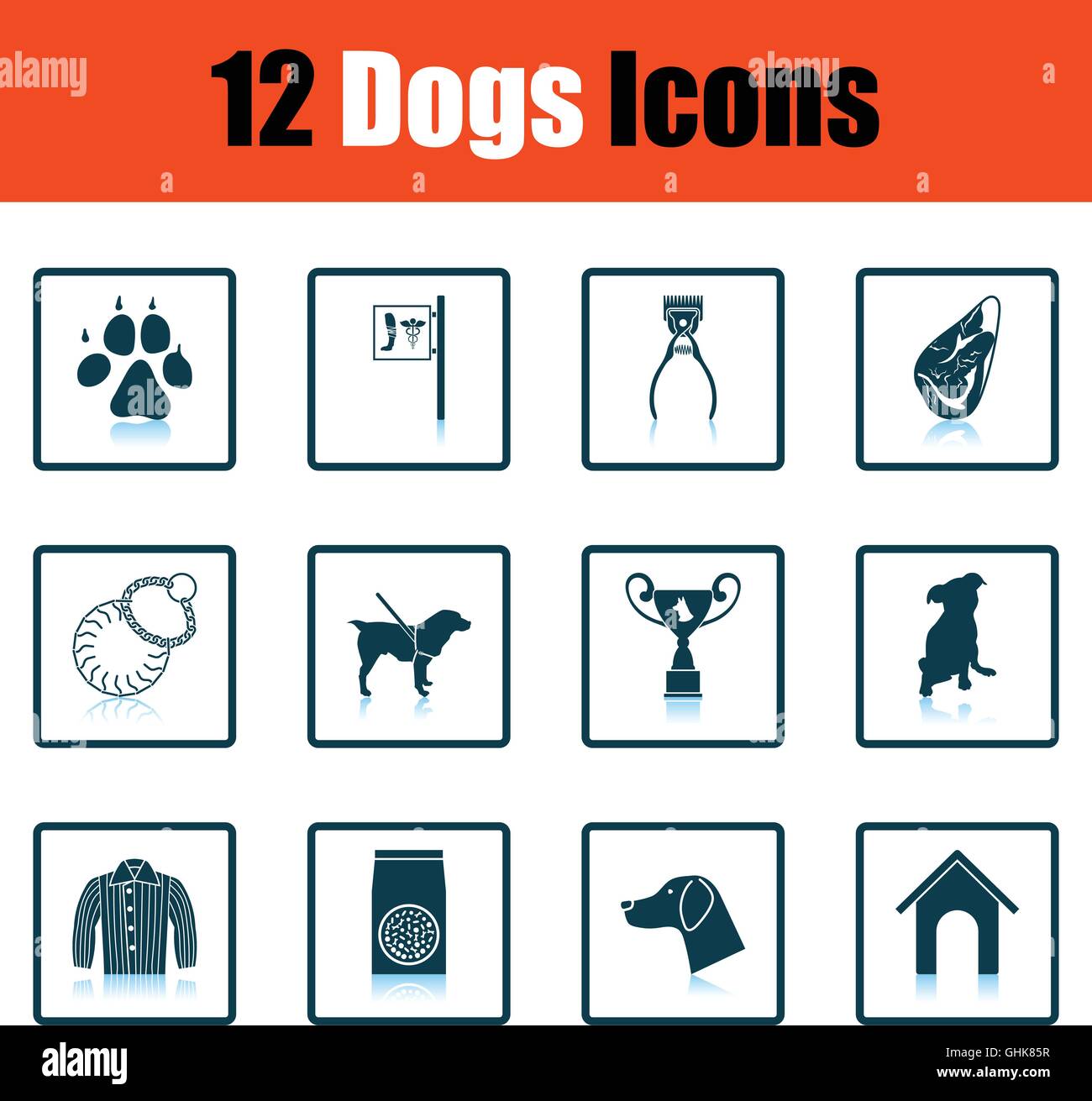 Set of dog breeding icons. Shadow reflection design. Vector ...