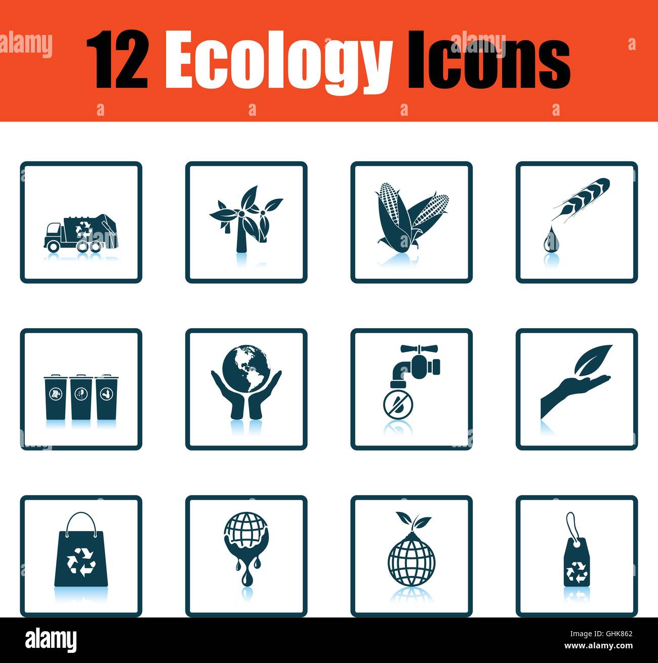 Ecology icon set. Shadow reflection design. Vector illustration Stock ...