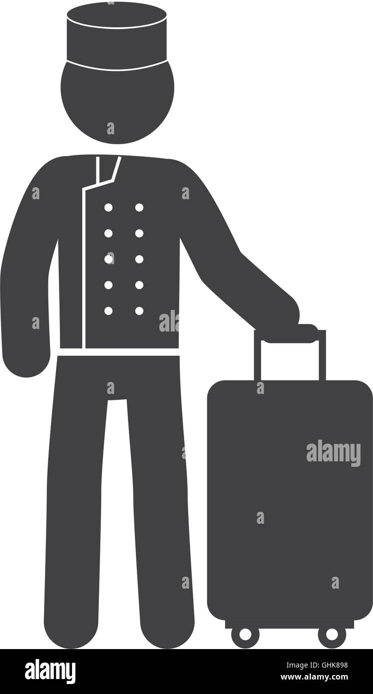 bellboy bellman baggage hotel suitcase icon vector graphic Stock Vector ...