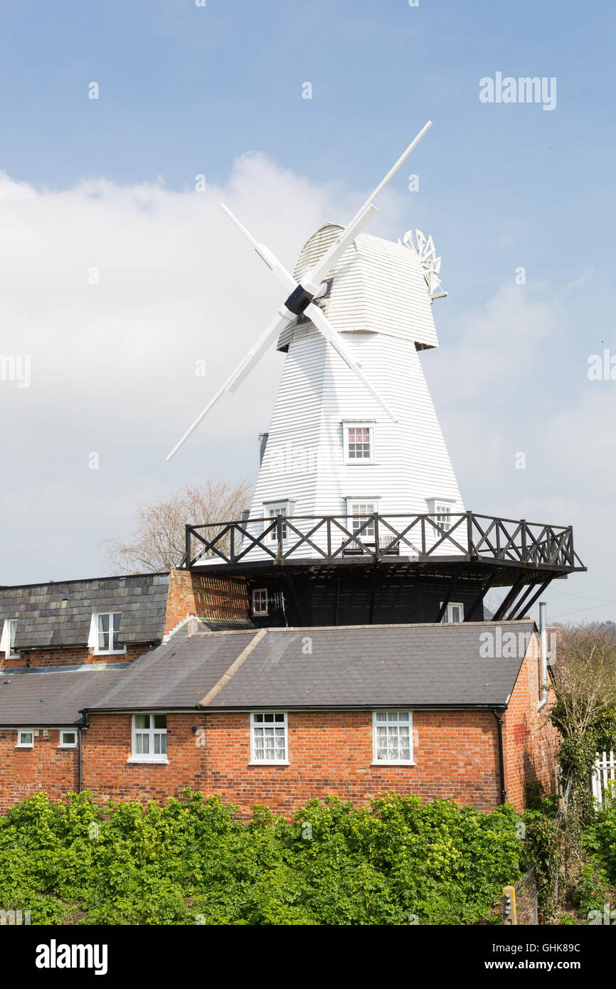 White gibbet windmill by the river Tillingham in Rye, East Sussex ...
