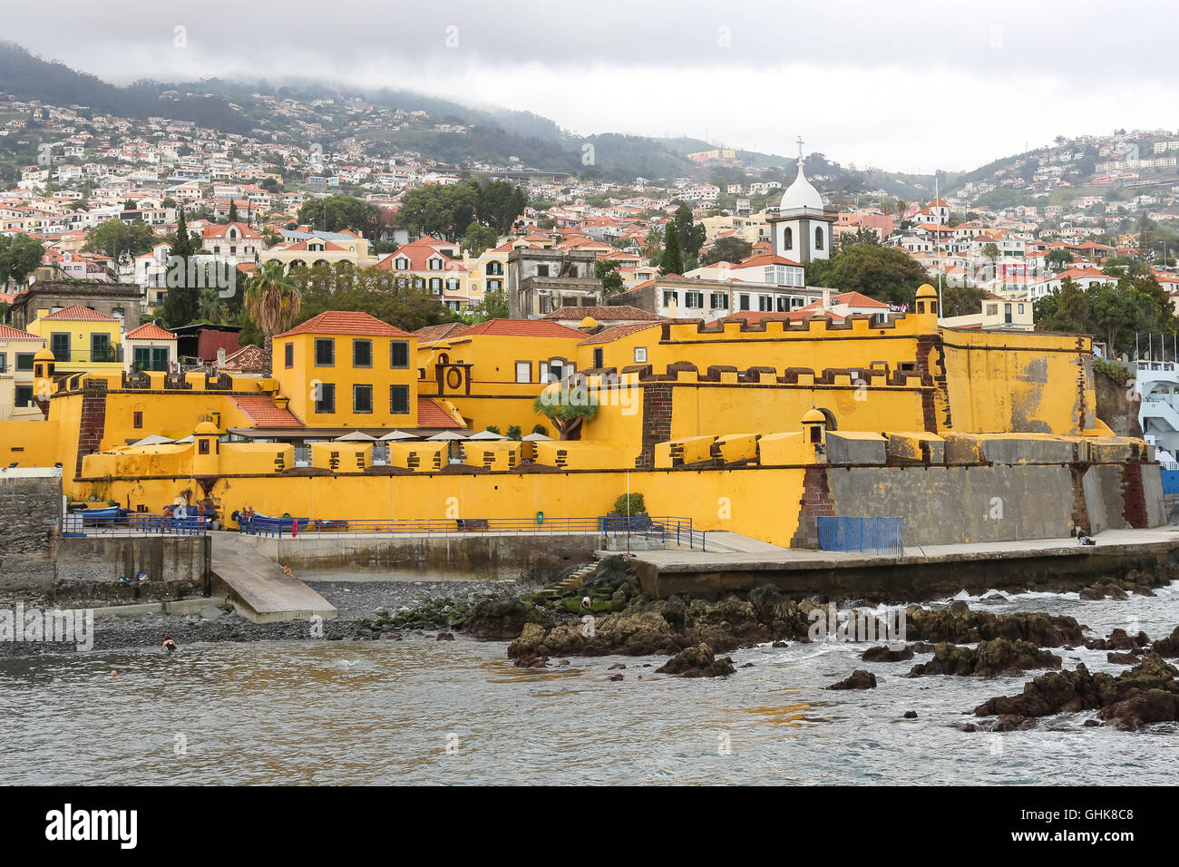 View of old castle Fortaleza de Sao Tiago in Funchal, Madeira, Portugal ...