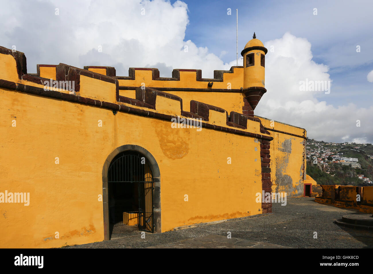 View of old castle Fortaleza de Sao Tiago in Funchal, Madeira, Portugal ...