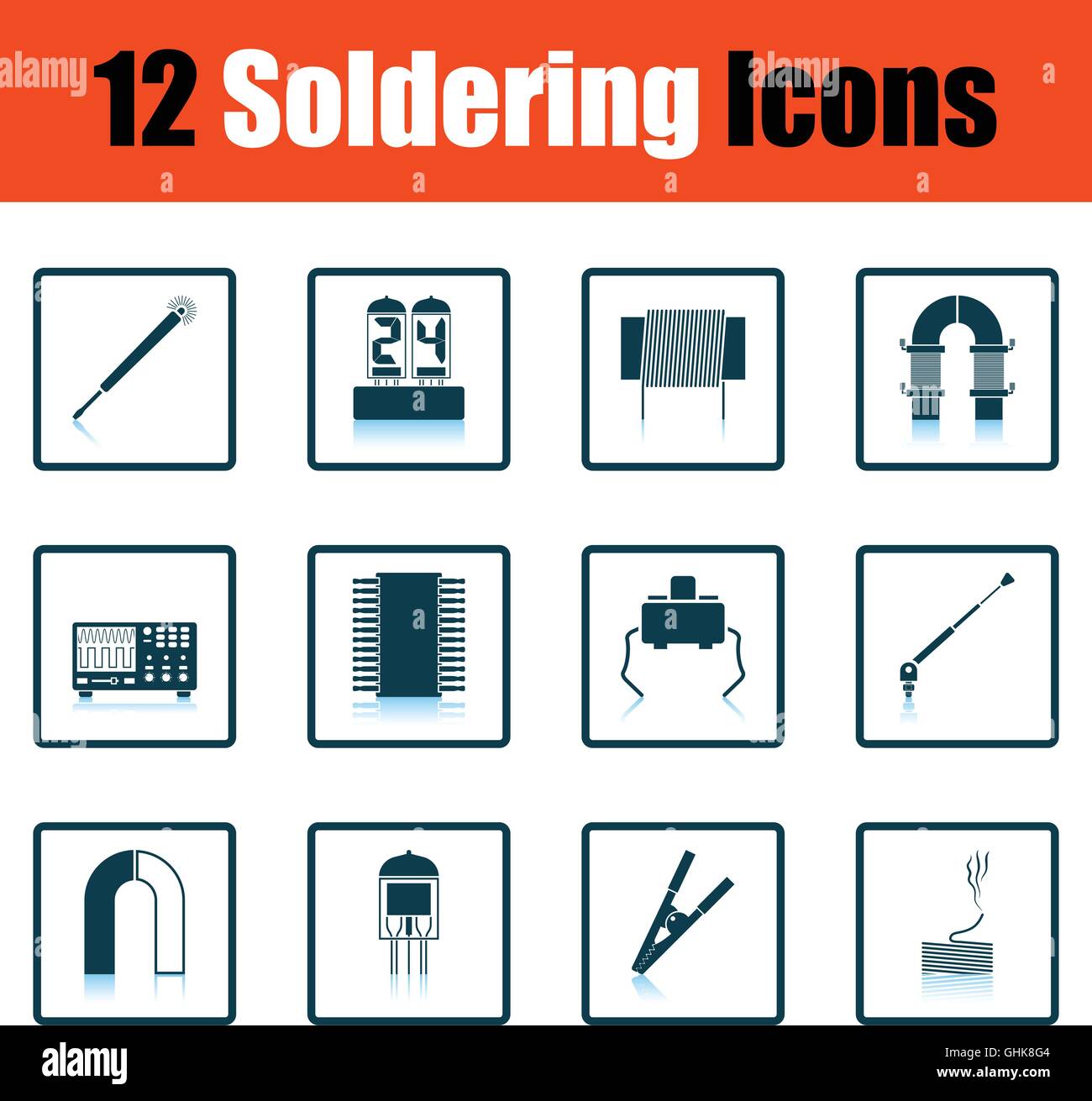 Set of twelve soldering icons. Shadow reflection design. Vector ...