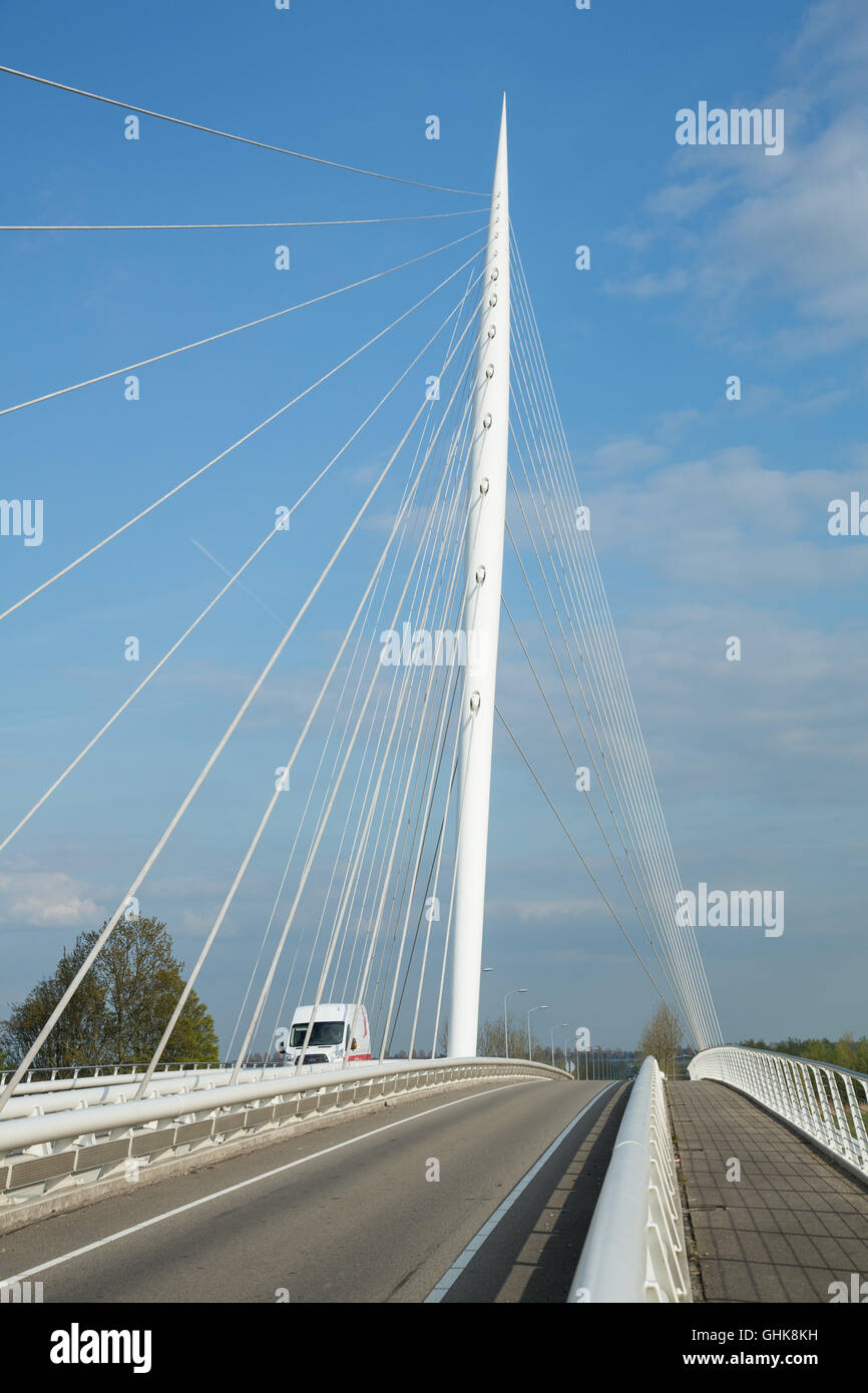 Haarlemmermeer, the Netherlands - May 04, 2016 - Calatrava Bridge Harp ...