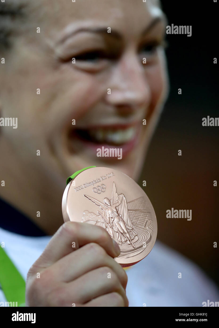 Great Britain's Sally Conway celebrates with her medal after winning ...