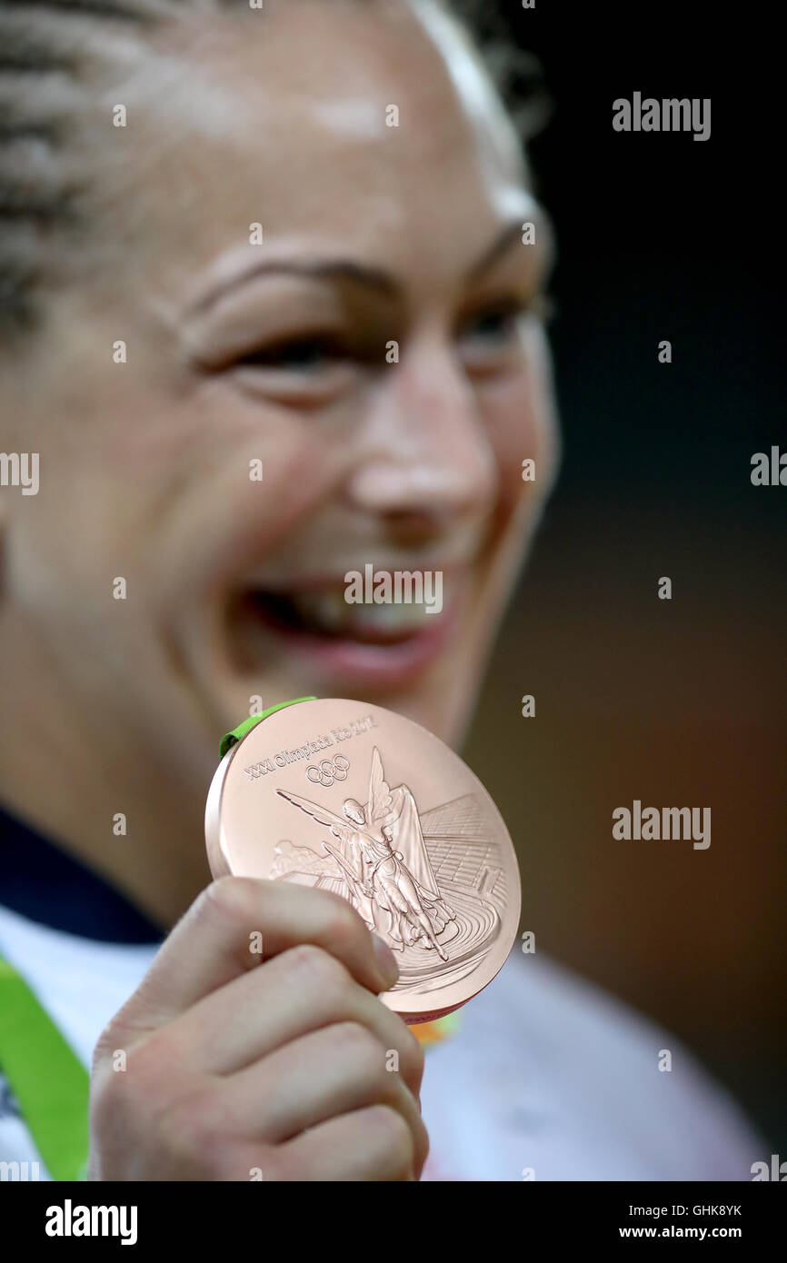 Great Britain's Sally Conway celebrates with her medal after winning ...