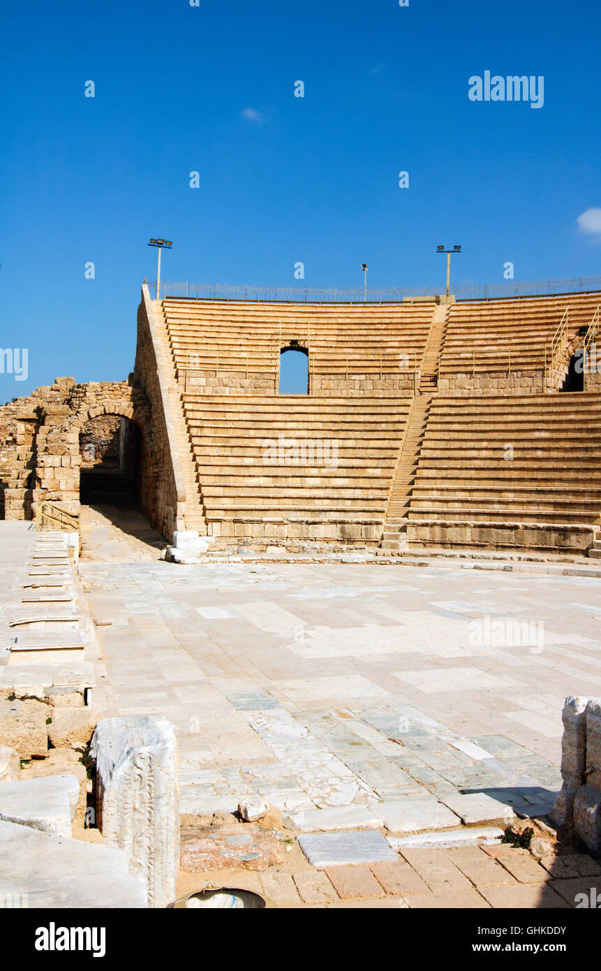The amphitheater, on the city’s southern shore Caesarea, Israel Stock ...