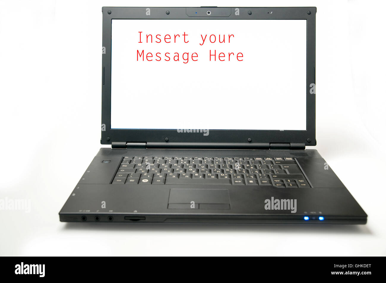 Cutout of a laptop computer and screen. The screen is blank to allow ...