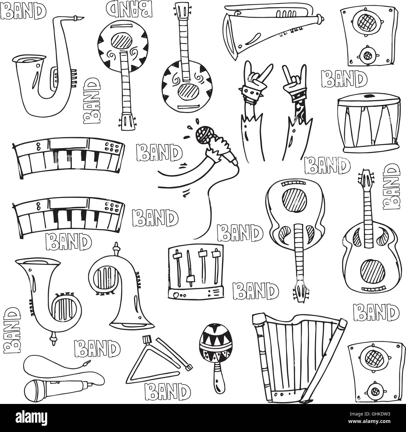 Hand draw object music doodles Stock Vector Image & Art - Alamy