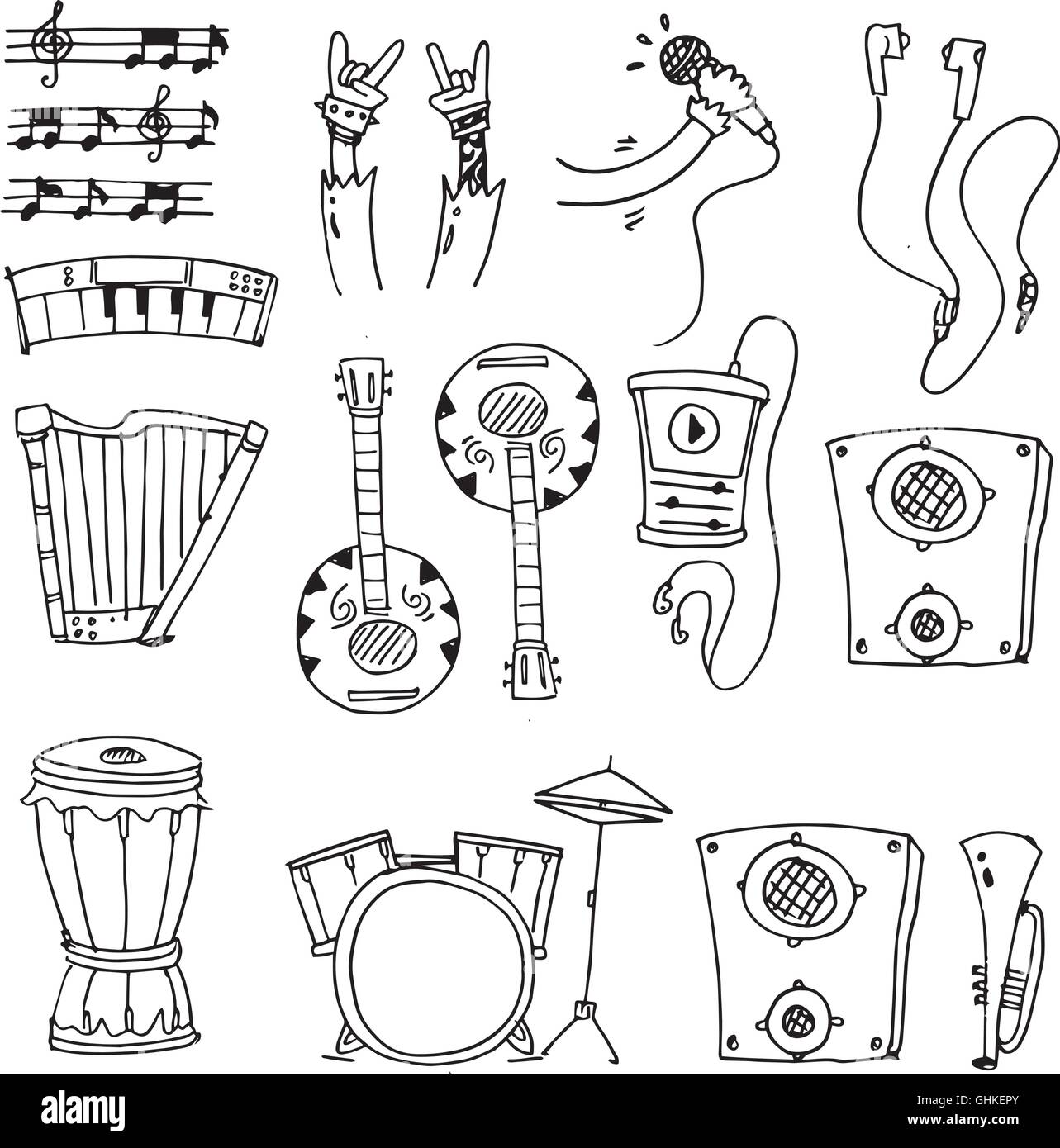Hand draw doodle of music set Stock Vector Image & Art - Alamy