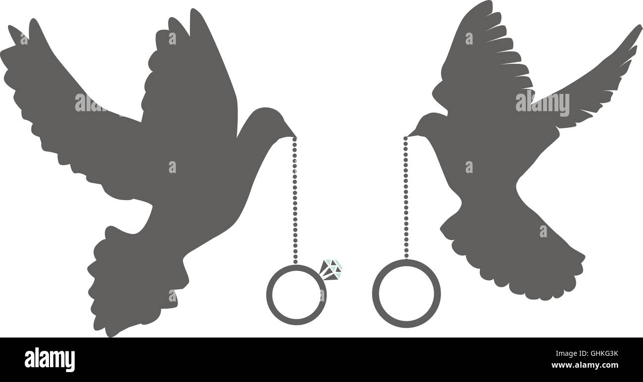 vector illustration of doves with wedding rings Stock Vector Image ...