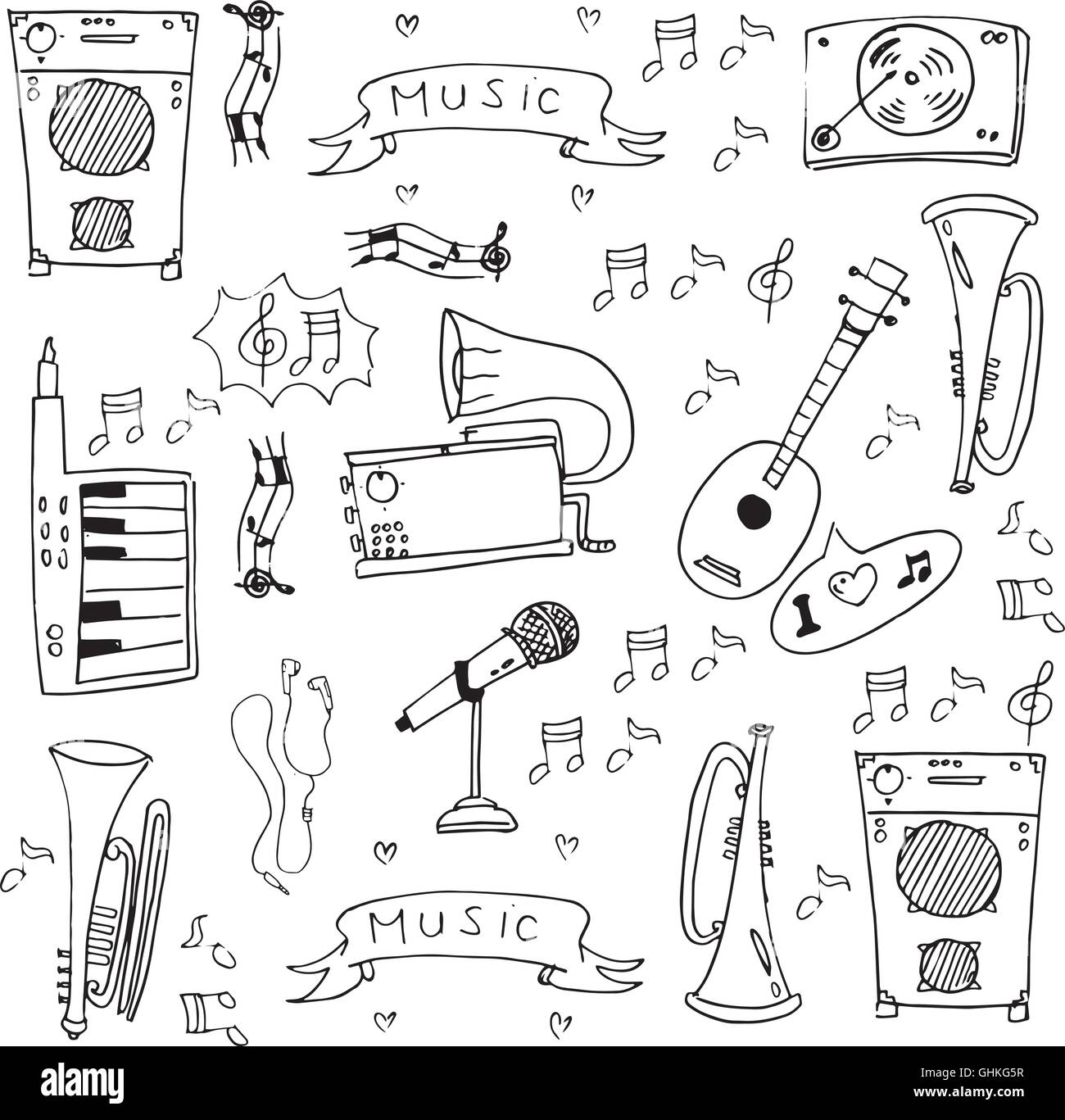 Doodle of music pack stock collection Stock Vector Image & Art - Alamy