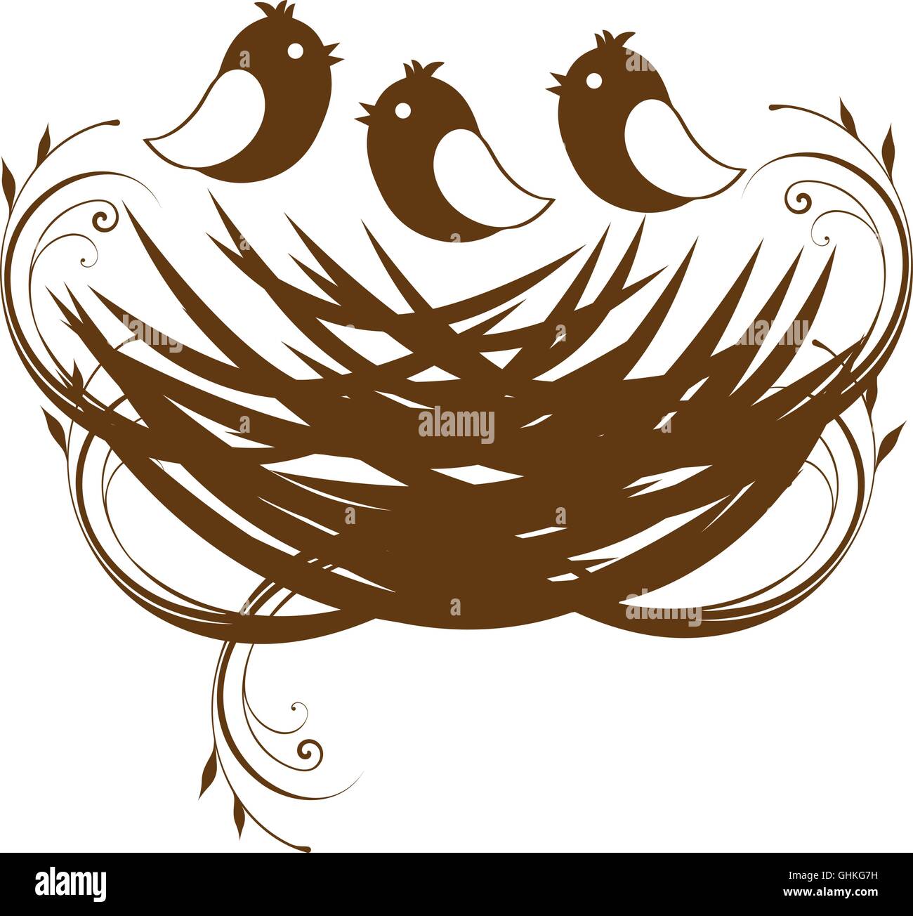 vector illustration of a bird nest with copy space Stock Vector Image ...