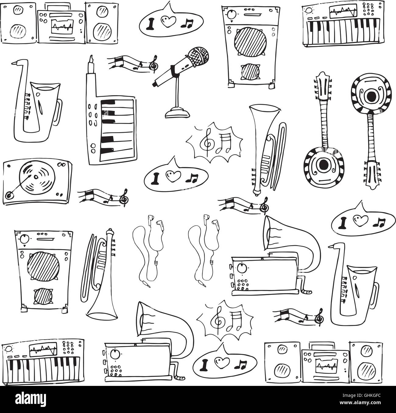 Doodle of music object hand draw Stock Vector Image & Art - Alamy