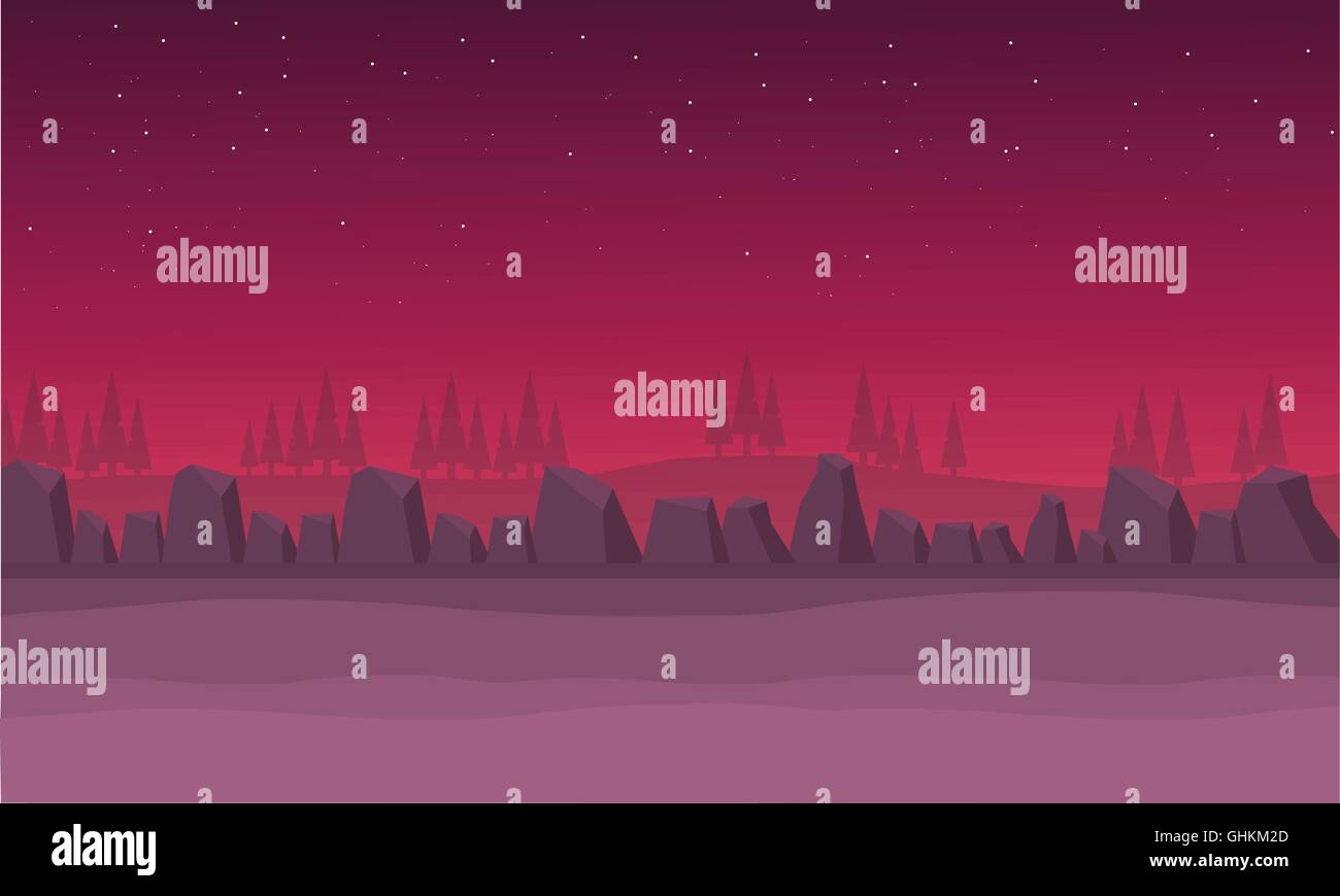 Scenery rock and hill vector illustration Stock Vector Image & Art - Alamy
