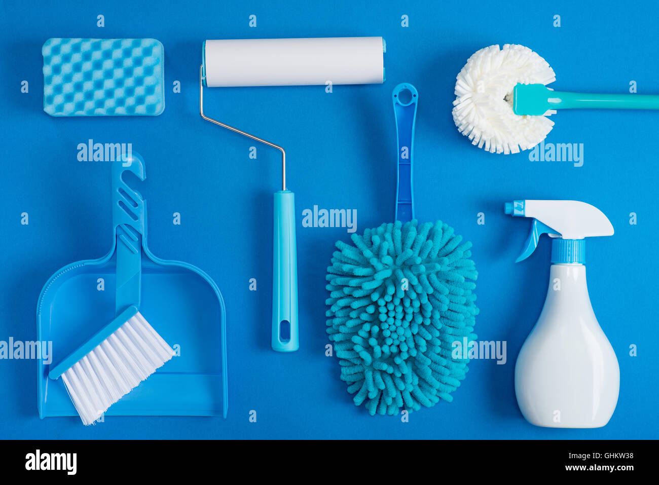 Cleaning tools layout Stock Photo - Alamy