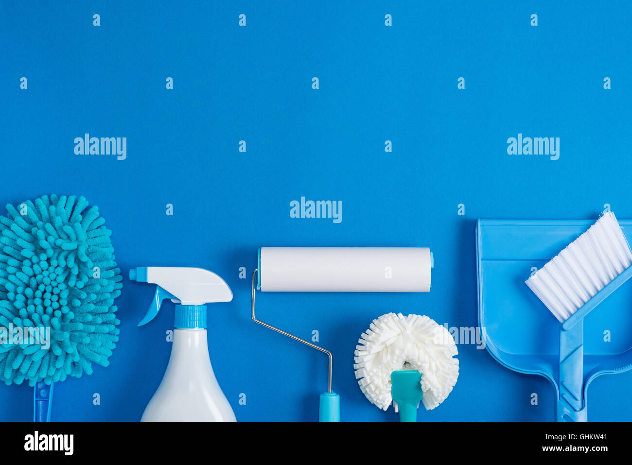 Cleaning tools layout Stock Photo - Alamy