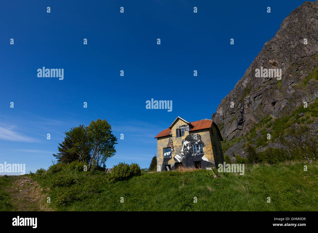 Lofoten Islands graffiti, Norway Stock Photo - Alamy