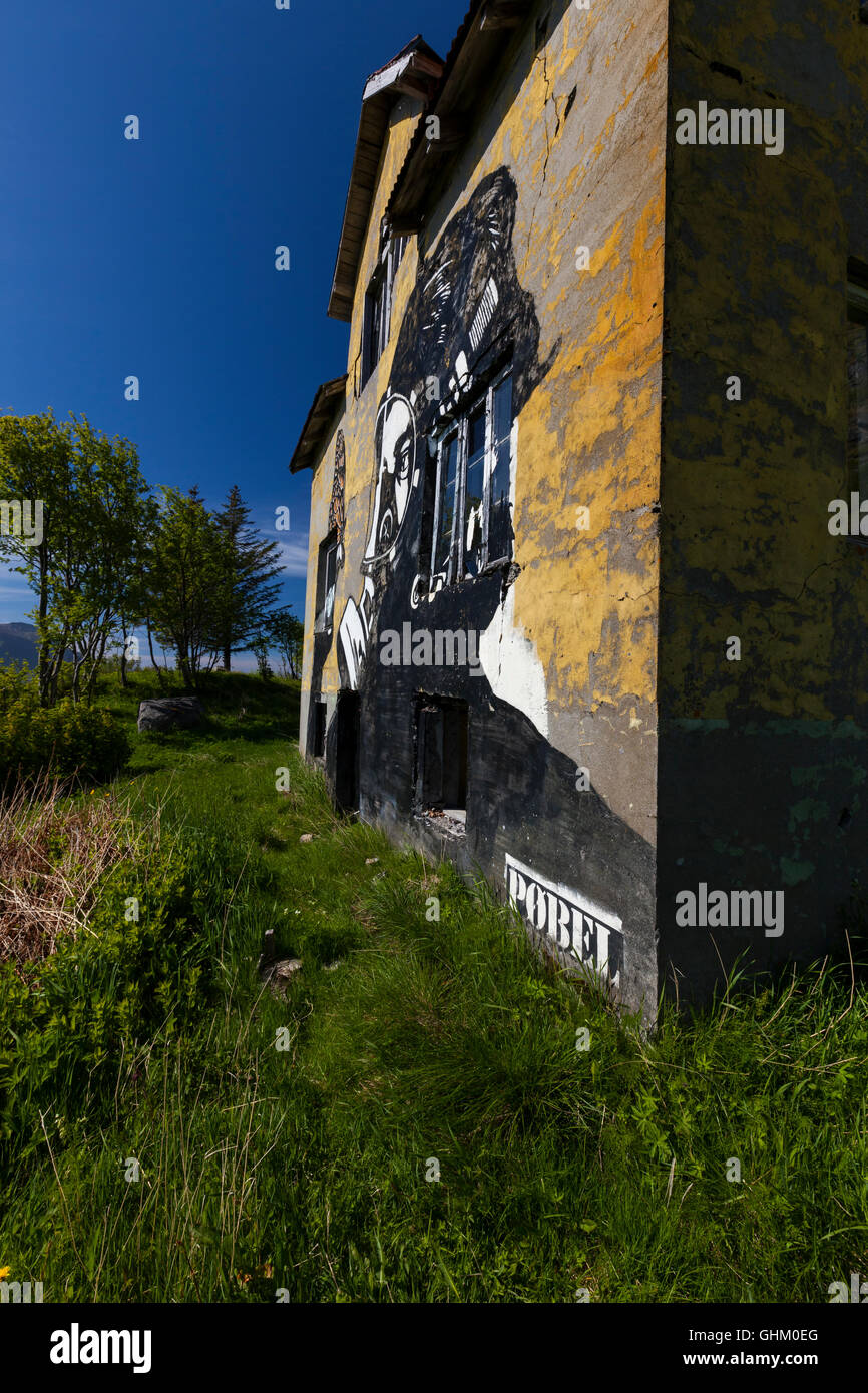 Lofoten Islands graffiti, Norway Stock Photo - Alamy