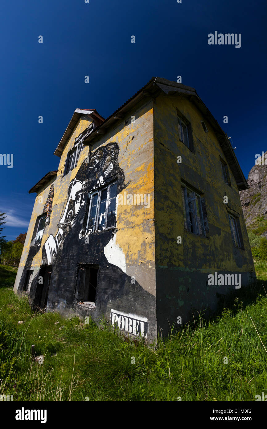 Lofoten Islands graffiti, Norway Stock Photo - Alamy
