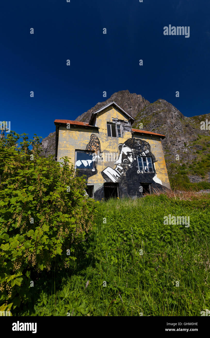 Lofoten Islands graffiti, Norway Stock Photo - Alamy
