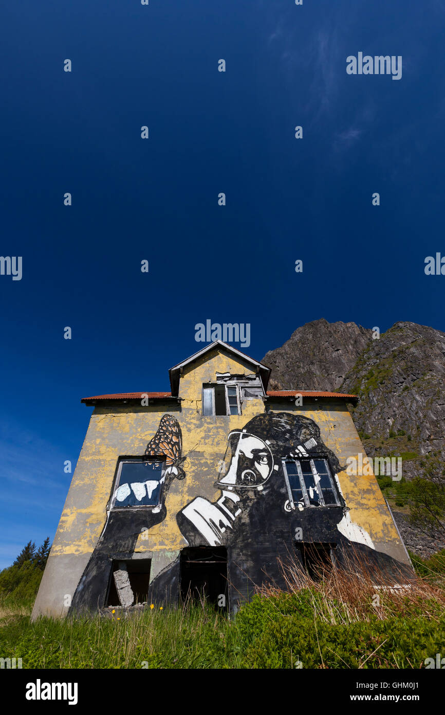 Lofoten Islands graffiti, Norway Stock Photo - Alamy
