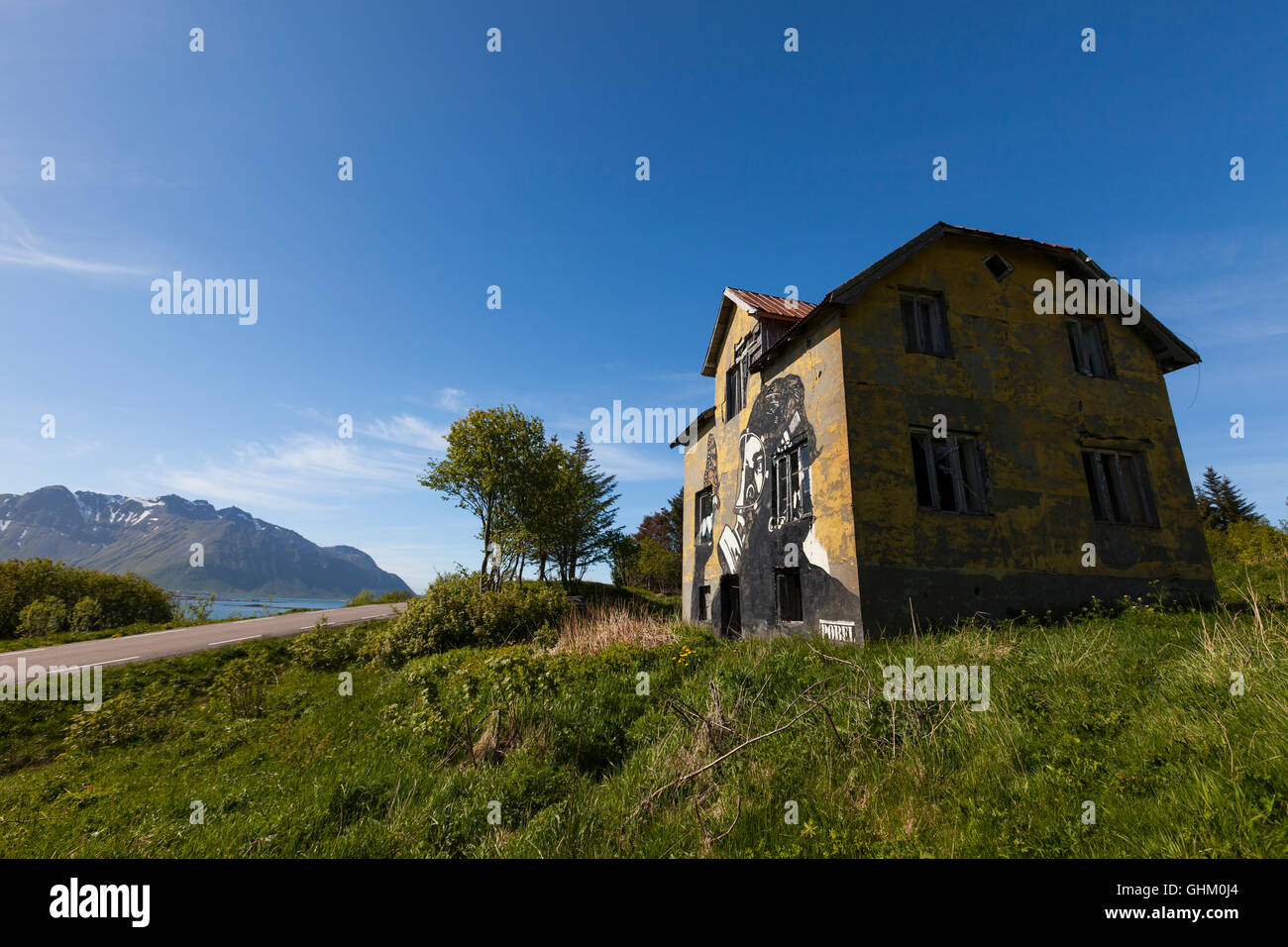 Lofoten Islands graffiti, Norway Stock Photo - Alamy