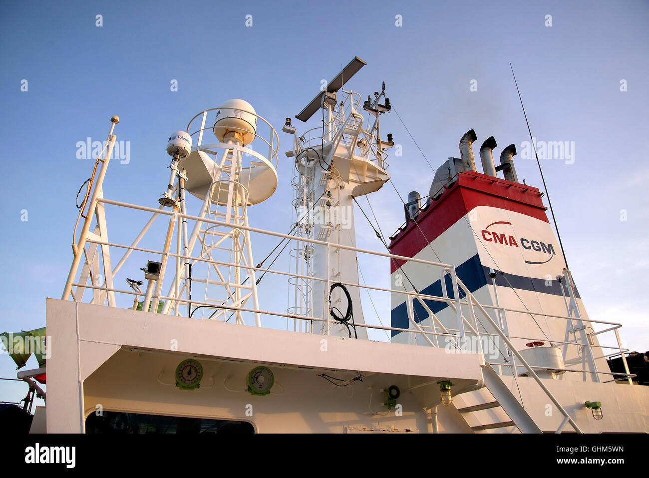 Monkey deck above the navigating bridge of the ship where sailors used ...