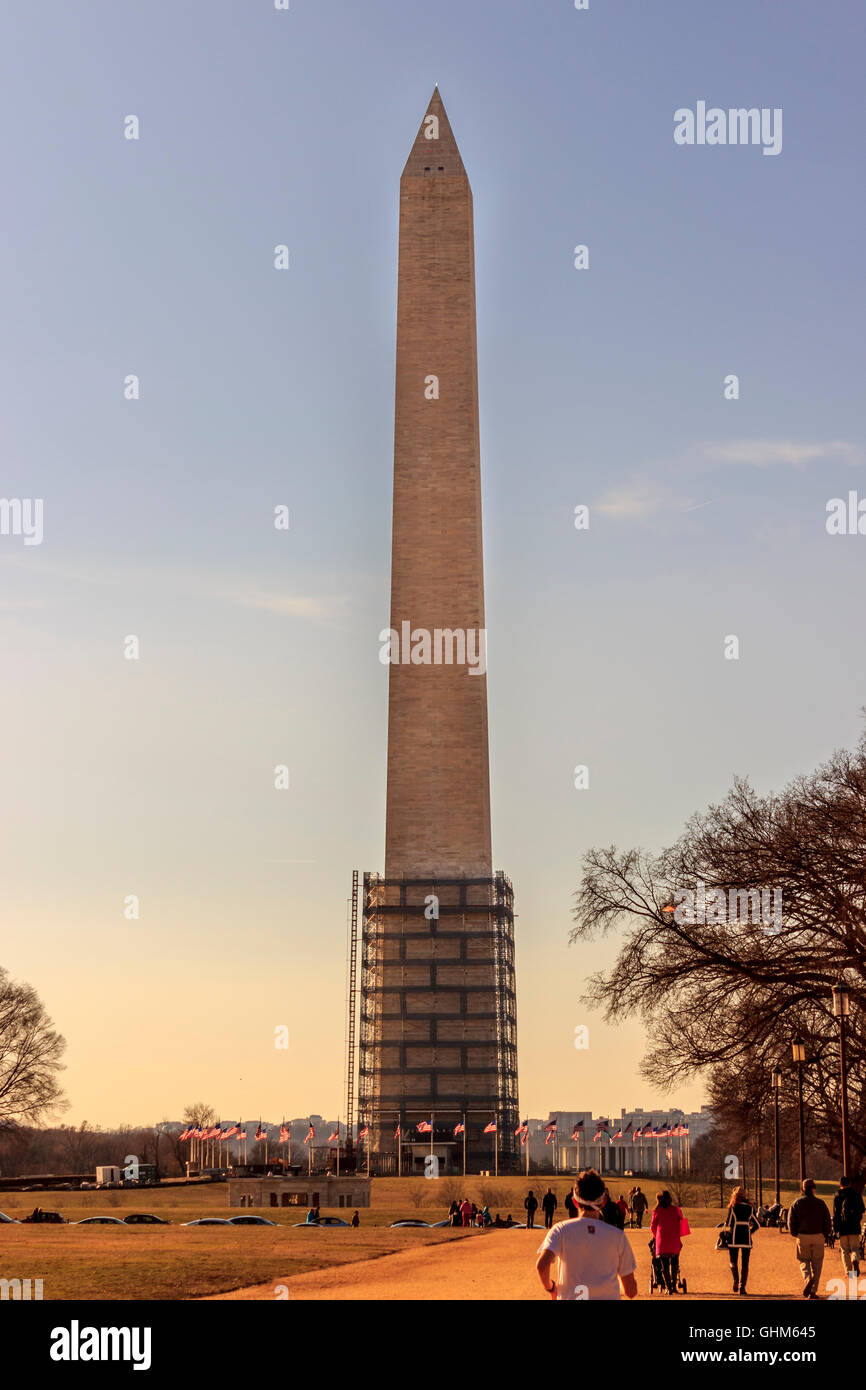 Washington Memorial Monument with Scaffolding Stock Photo - Alamy