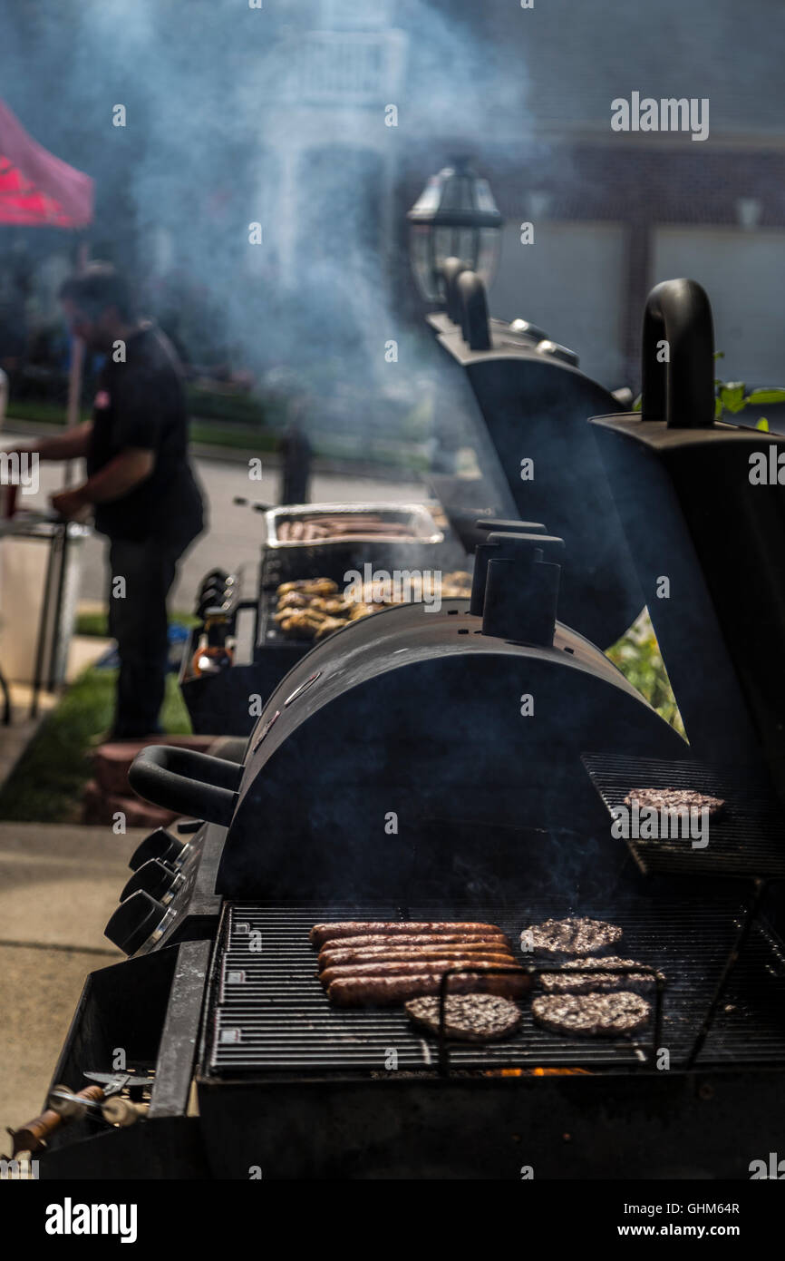 BBQ Grilling with smoke Stock Photo - Alamy