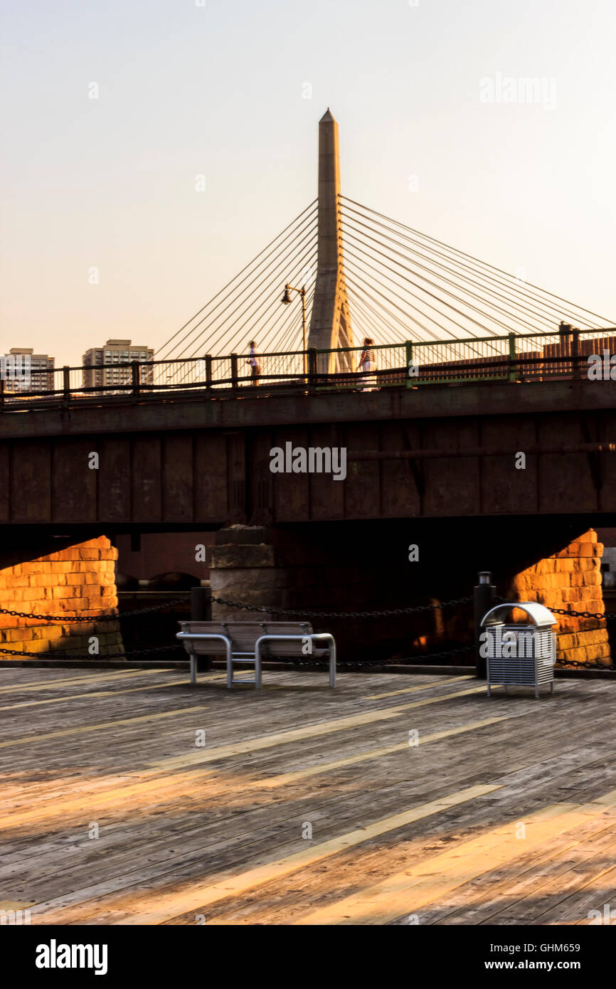 Leonard P. Zakim Bunker Hill Memorial Bridge on sunset Stock Photo - Alamy