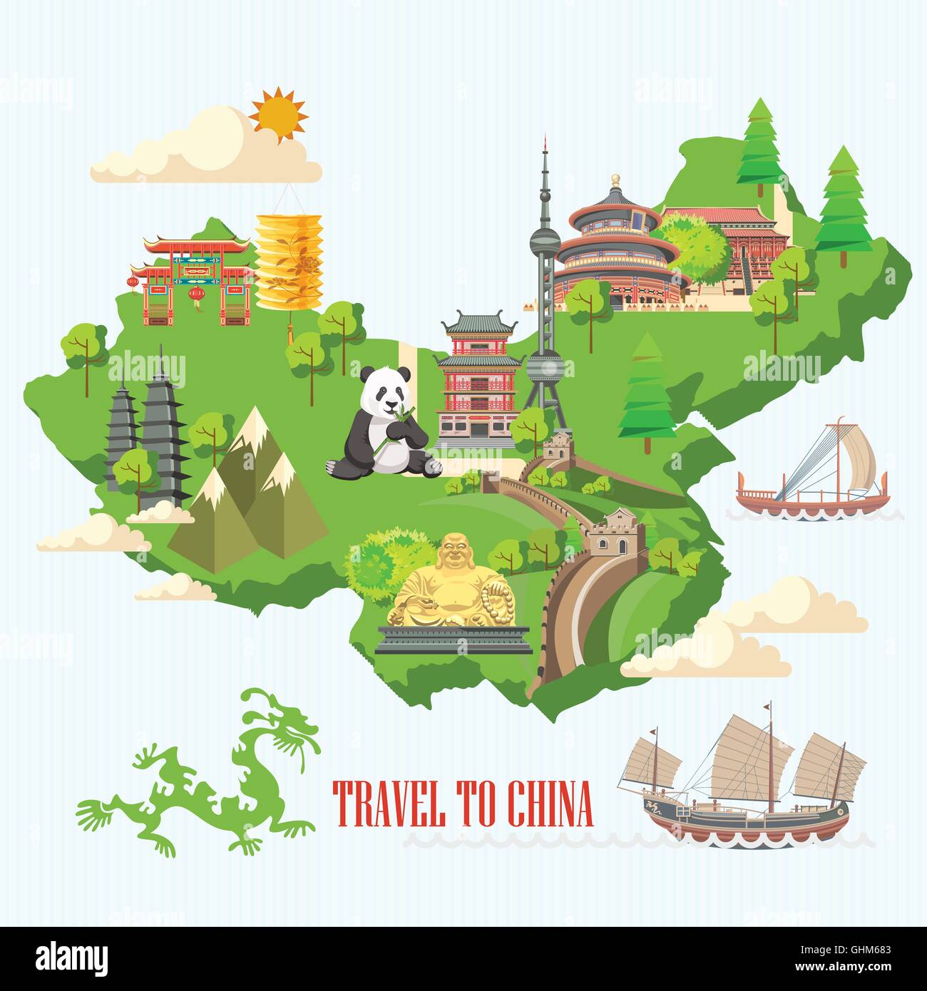 Ancient Chinese Map Stock Vector Images - Alamy