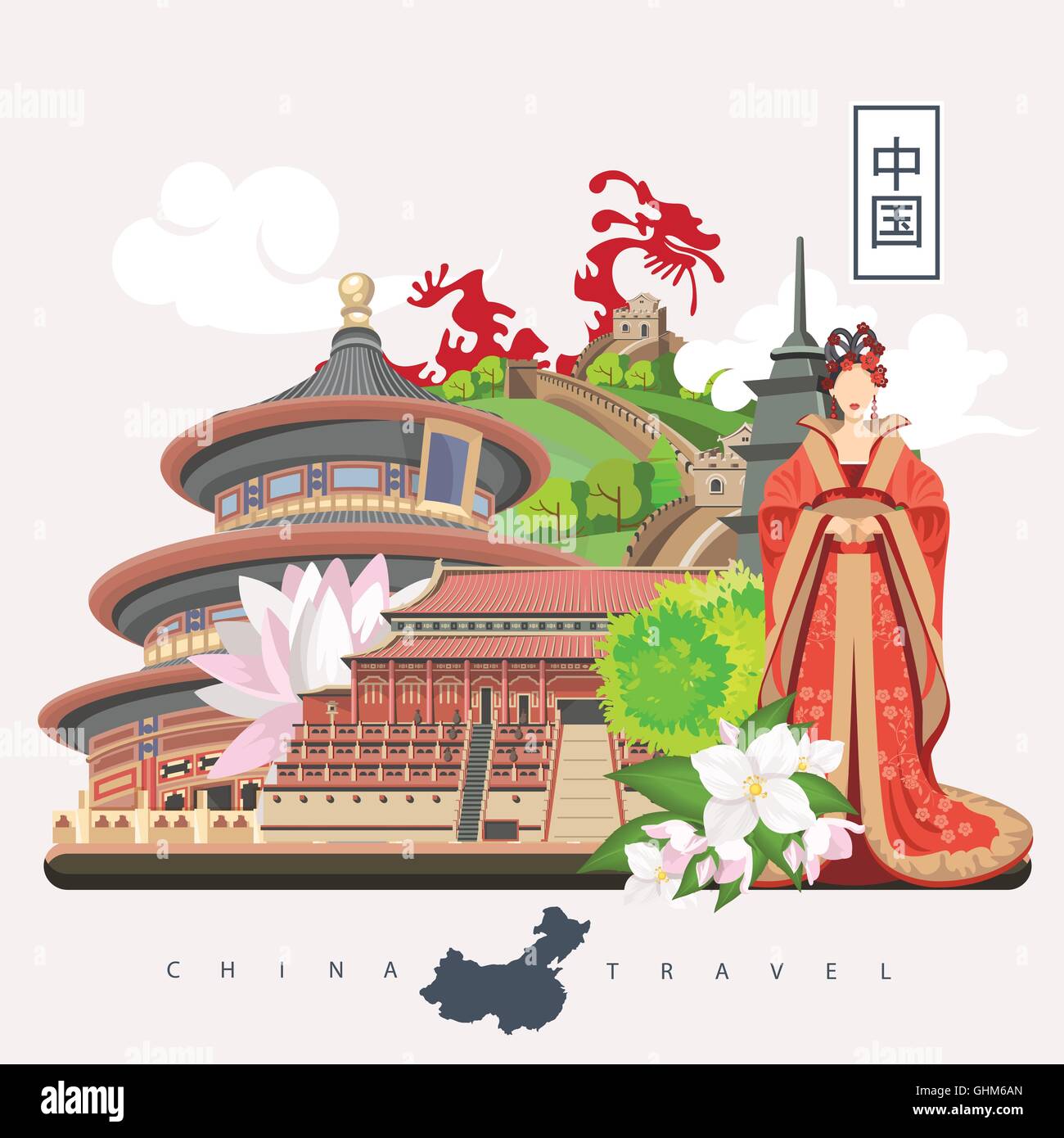 Dragon Lotus Temple Stock Vector Images - Alamy